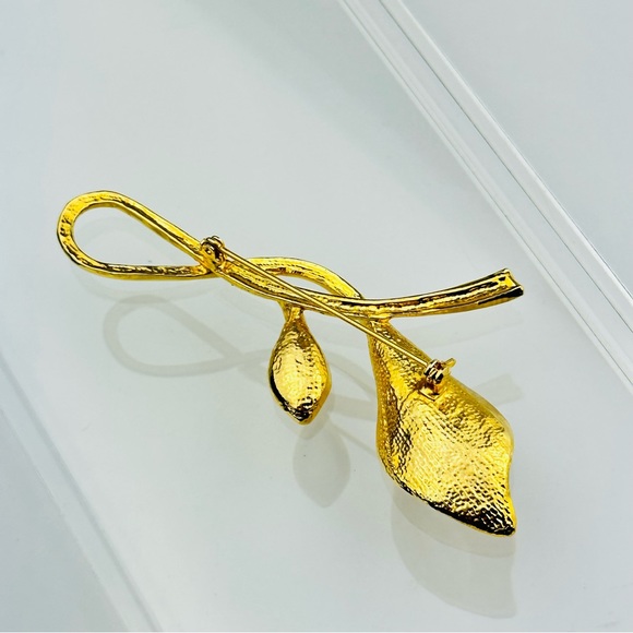 Jewelry | Vintage Piscitelli Large 375 Figural Calla Lily Glass Pearl ...